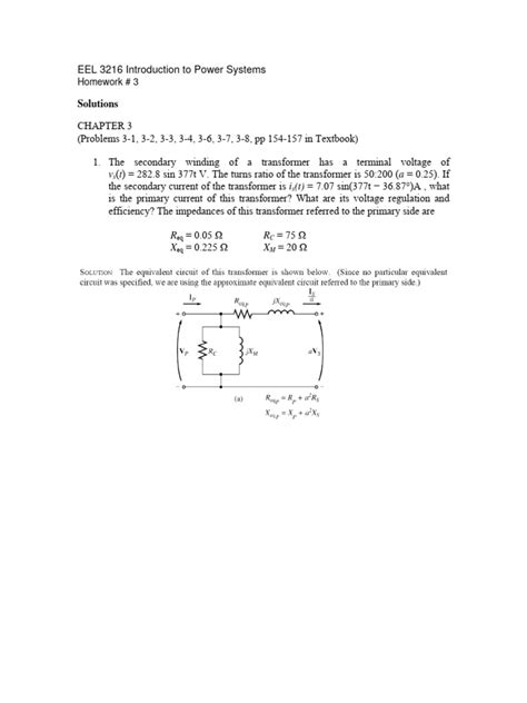 Per Unit Solutions Pdf Transformer Electrical Impedance