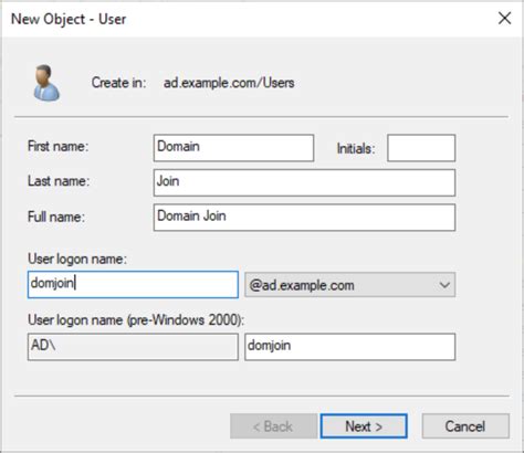 Creating A Domain Join Account In AD MCNC CNE