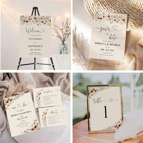 Boho Tiny Wildflower Wedding Ceremony Invitation Zazzle