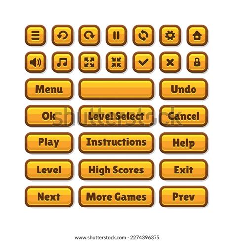 Casual Game Ui Kit Buttons Set Stock Vector Royalty Free Shutterstock
