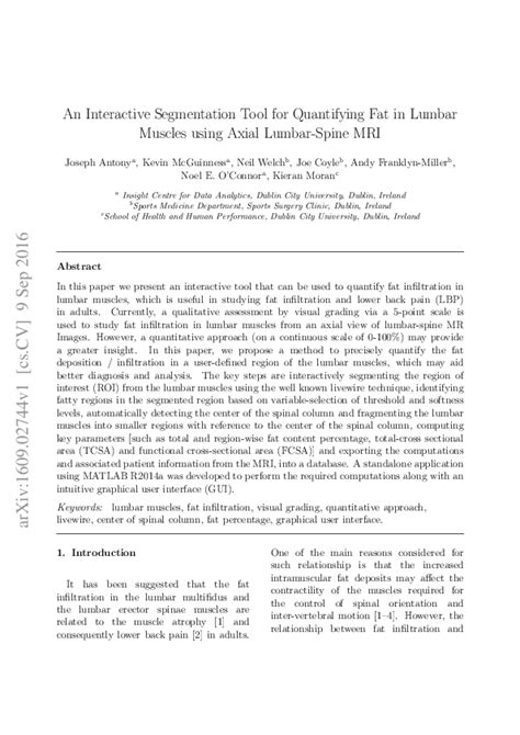 pdf an interactive segmentation tool for quantifying fat in lumbar