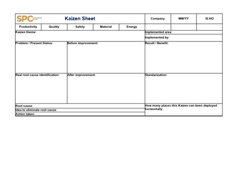 Formato Kaizen Sheet Spc Consulting Group Mx Pdf