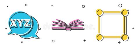 Set XYZ Coordinate System Open Book And Geometric Figure Square Icon Vector Stock Illustration
