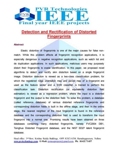 Detection And Rectiﬁcation Of Distorted Fingerprints Pdf