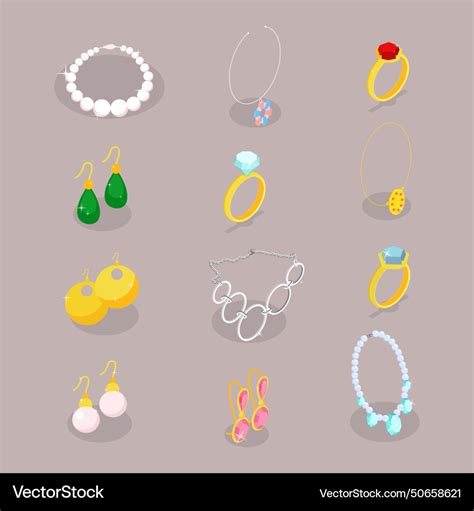 3d Isometric Flat Set Of Jewelry Items Royalty Free Vector