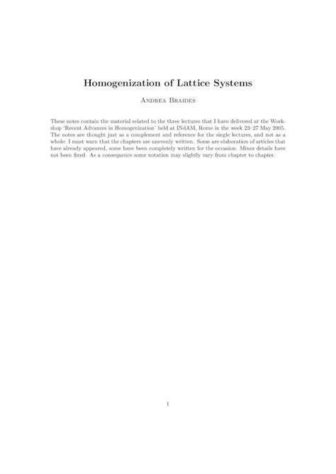 Pdf Homogenization Of Lattice Systems Dokumen Tips