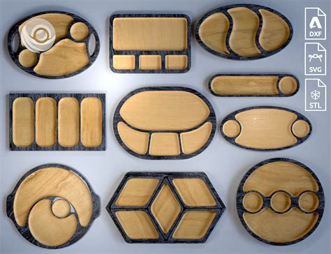 Set Of Custom Rolling Tray Cnc Router Files Stl 3d Print Files Router Template Dxf Svg Files