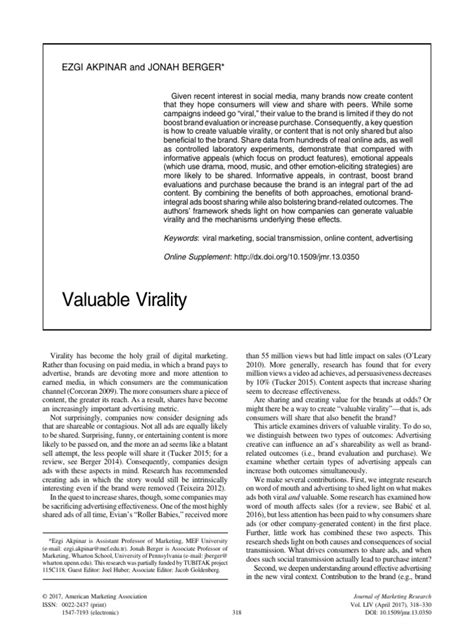 Valuable Virality Pdf Brand Advertising