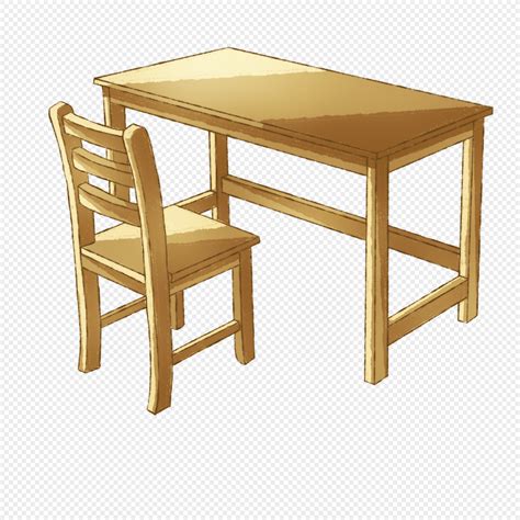 나무 책상 의자 Png 일러스트 무료 다운로드 Lovepik