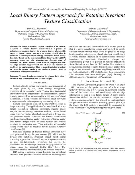 Pdf Local Binary Pattern Approach For Rotation Invariant Texture