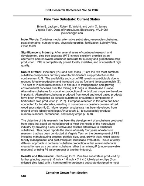 Pdf Pine Tree Substrate Current Status