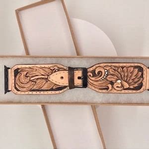 Hand Tooled Leather Watch Band Etsy
