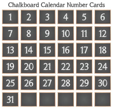 Printable Calendar Numbers Free Printable Numbers 1 31 Pdf At Alvera