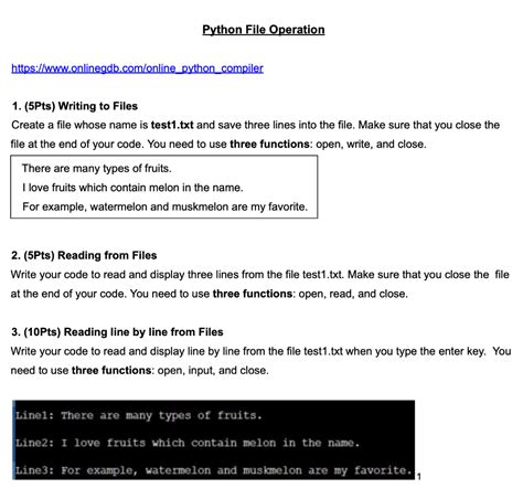 Solved 1 5pts Writing To Files Create A File Whose Name