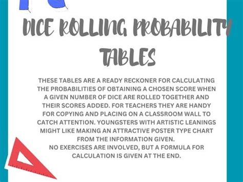 DICE ROLLING PROBABILITY TABLES | Teaching Resources
