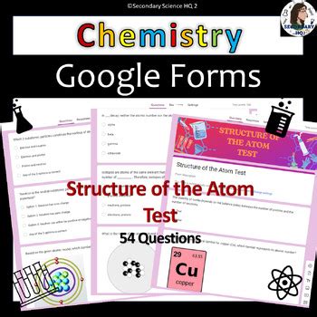 Structure Of The Atom Test Chemistry Google Forms By Secondary Science HQ