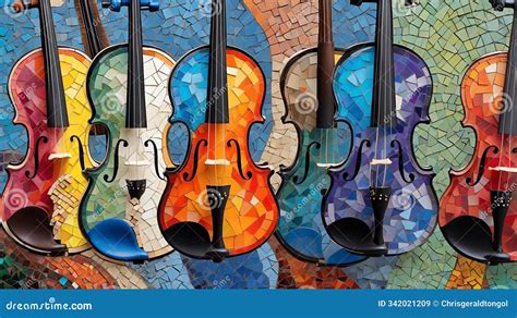 Aesthetic Musical Instruments Violin Mosaic Of Differe Ai Generated Stock Illustration