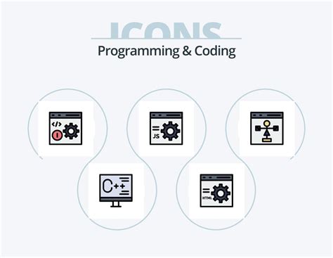 Programming And Coding Line Filled Icon Pack 5 Icon Design Development