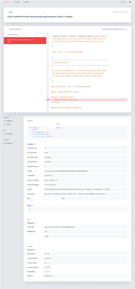 Php 8117 Laravel 10 Nginx Call To Undefined Function Illuminateencryptionopensslcipher
