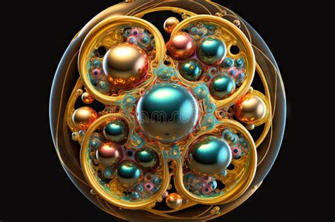 Abstract Representation Of Atom Orbit Connected To Atomic Nucleus And