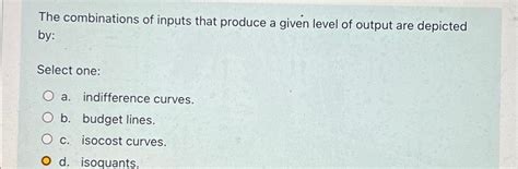 Solved The Combinations Of Inputs That Produce A Given Level