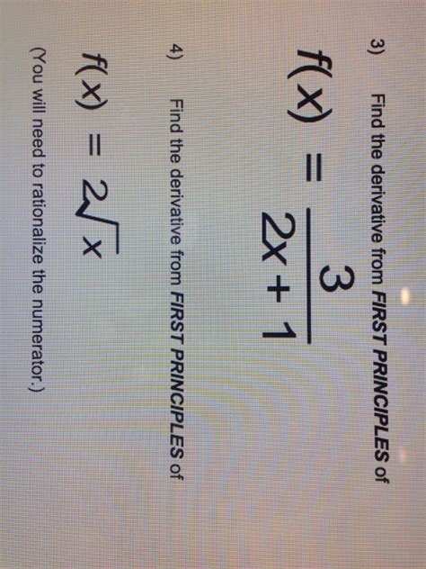 solved find the derivative from first principles of f x