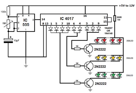 Traffic Light Priority Control Schematic Using 555 Timer And 4017 Ic