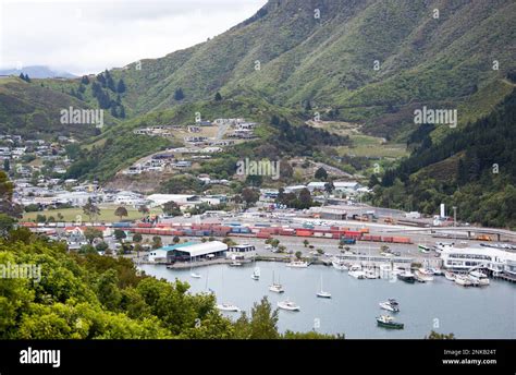 The Aerial View Of Picton Resort Town Port With Different Boats And A