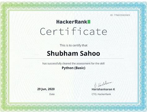 Hackerankskillcertificate Python3 Shubham Sahoo