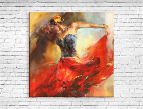 Интерьерная картина Танцы Девушка Фламенко на натуральном хлопковом холсте 80x80 см купить по