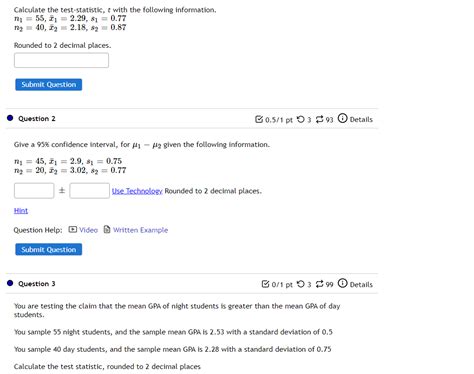 Solved Calculate The Test Statistic T With The Following Chegg Com