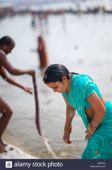 Girls Bathing In Kumbh Mela