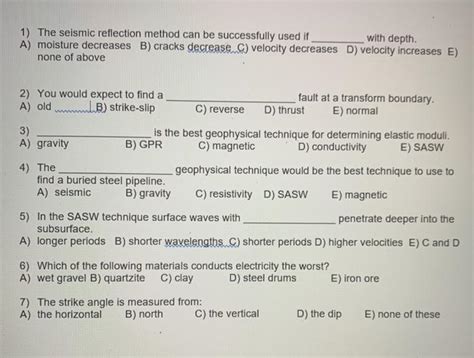 Solved 1 The Seismic Reflection Method Can Be Successfully