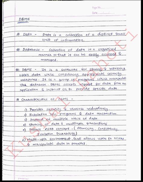 Dbms Handwritten Notes Shop Handwritten Notes Shn