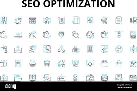 Seo Optimization Linear Icons Set Keywords Organic Ranking Traffic