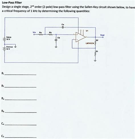 solved design a single stage 2nd order 2 pole low pass filter using