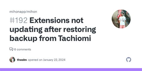 Extensions Not Updating After Restoring Backup From Tachiomi · Issue 192 · Mihonappmihon · Github