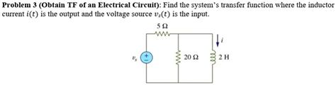 solved problem 3 obtain tf of an electrical circuit find the system transfer function where