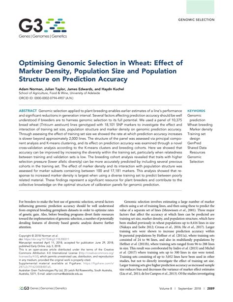 Pdf Optimising Genomic Selection In Wheat Effect Of Marker Density