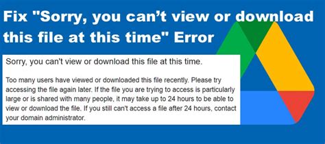 How To Fix Sorry You Cant View Or Download This File At This Time Error