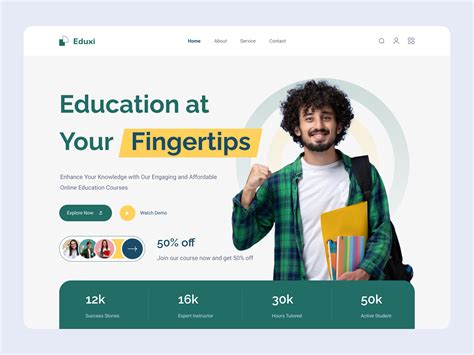 Eduxi Education Website Landing Page Header Ui Design By Saied