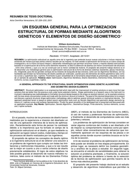 Optimización Estructural De Formas Mediante Algoritmos Genéticos Pdf Optimización Matemática