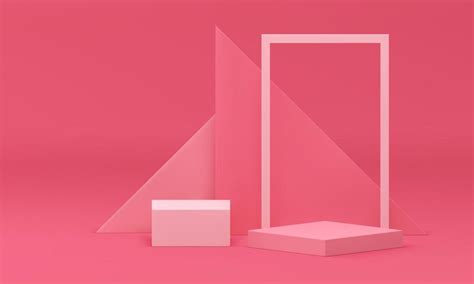 핑크 기하학적 3d 연단 우아한 미적 양식 벽 배경 화장품 쇼 벡터 일러스트 레이 션에 대 한 모의 현실적인 파스텔 받침대