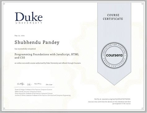 Shubhendu Pandey On Linkedin Javascript Css Html Programming Share Certificateofcompletion