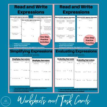 Written Expression Evaluating Expressions Simplifying Task Cards BUNDLE