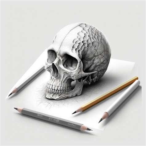 Pencil Sketched Skull 1 Pencil Art Instant Digital Download