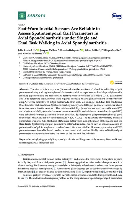 Pdf Reliable Gait Assessment In Axial Spondyloarthritis