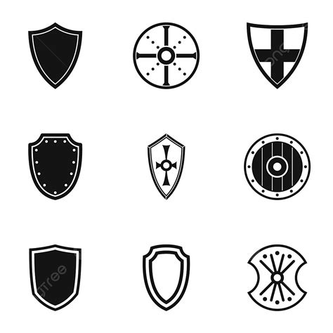 Protective Shield Icons Set Simple Style Shield Icons Style Icons