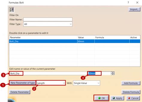 creating formulas to form parametric model catia v5 i get it by
