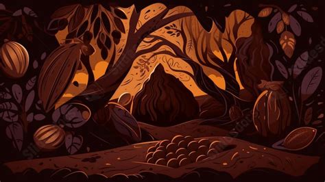 Cocoa Tree Brown Cartoon Powerpoint Background For Free Download